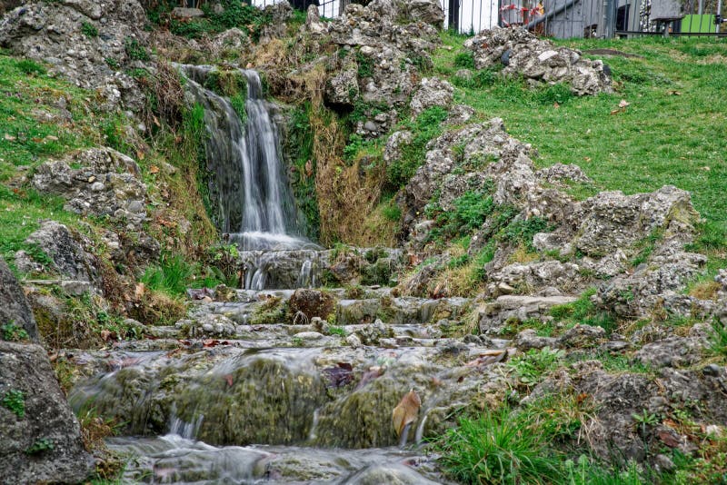 Flowing Water Stream, Water Drops and Reflection Stock Image - Image of ...