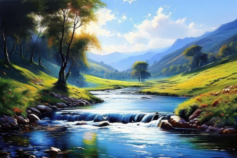 A Flowing Water the Stream or River Flows Gently through Stock ...