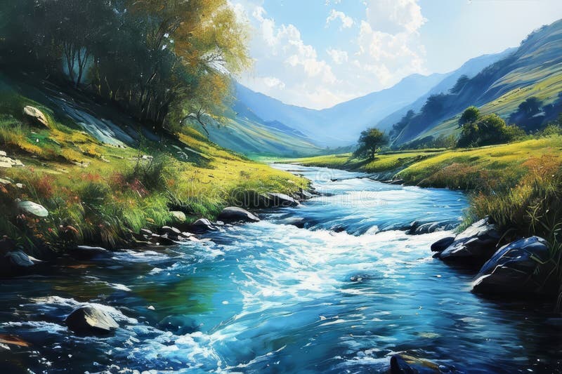 A Flowing Water the Stream or River Flows Gently through Stock ...