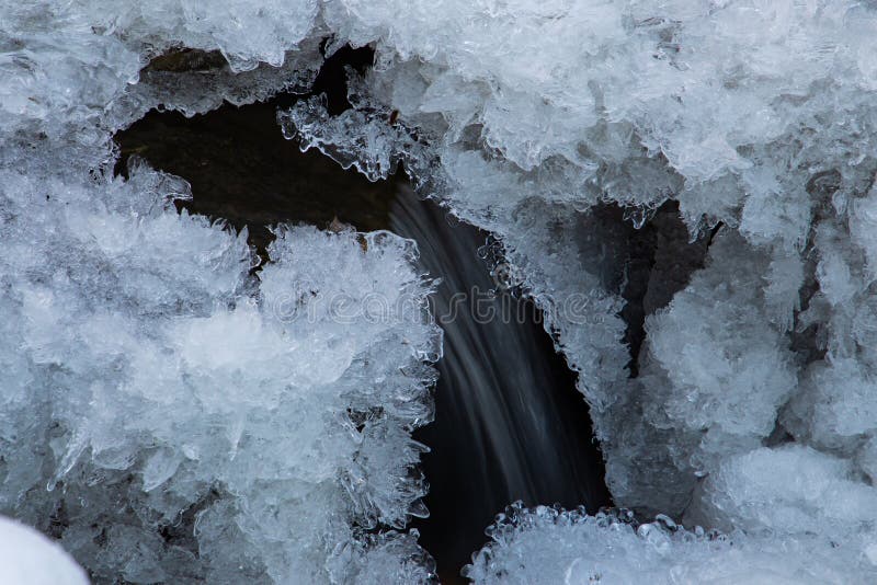 Flowing Water Under Melting Ice, Concept of Global Warming Stock Image ...