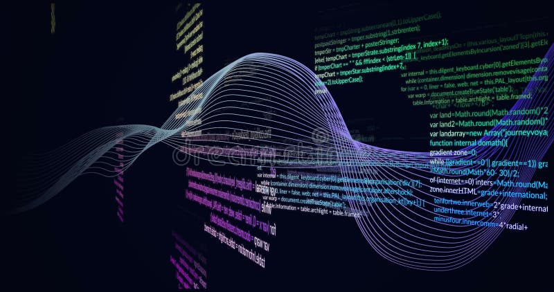 Flowing Wave Animation Over Colorful Programming Code Lines on Dark Background Stock Footage ...