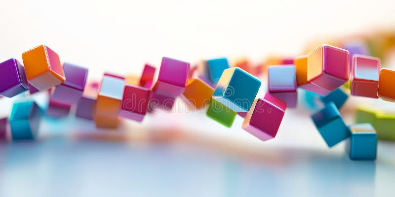 A Flowing Wave of Colorful Cubes Set on a Light Background, Each Cube ...