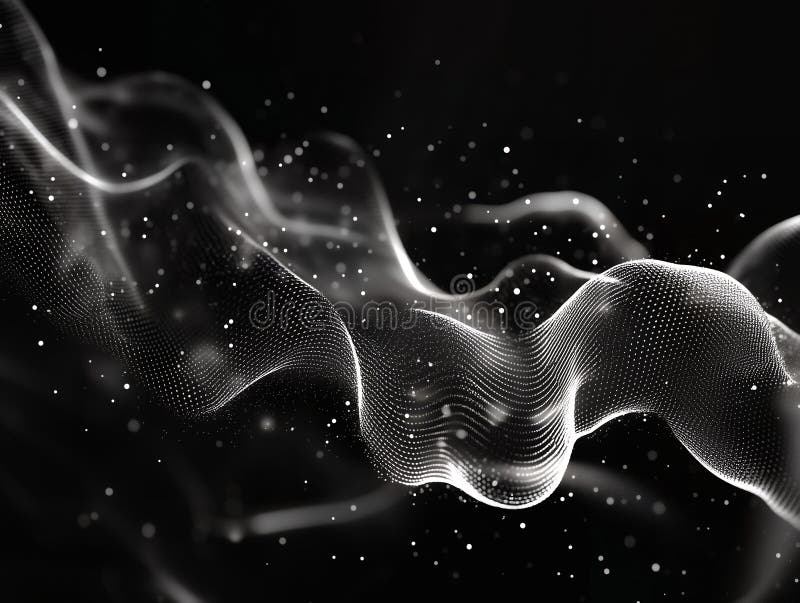 Flowing Wave of Interconnected Dots, Abstract Grayscale Wave Pattern ...