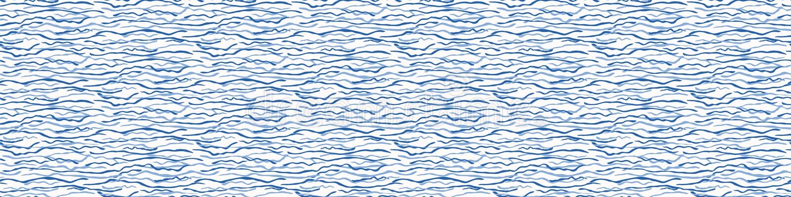 Flowing Wave Water Texture Seamless Vector Border Pattern. Blue Hand ... Flowing Wave Water Texture Seamless Vector Border Pattern. Blue Hand ...