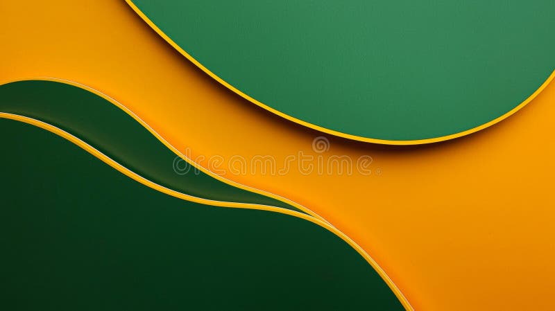 Flowing Waves of Green and Yellow Abstract Shapes, Outlined with ...