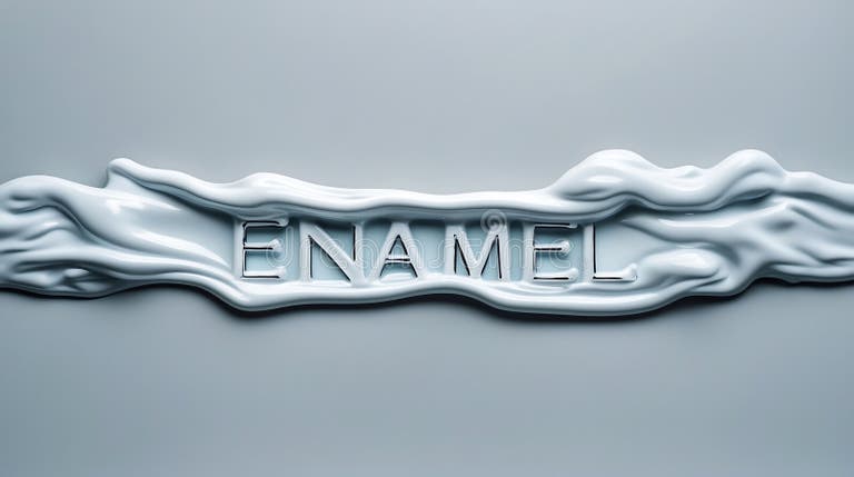 Fluid Texture of White Enamel Showcasing Detailed Typography on a ...
