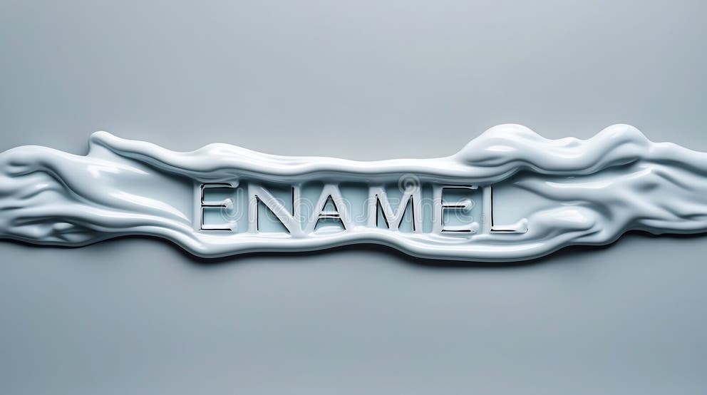 Fluid Texture of White Enamel Showcasing Detailed Typography on a ...