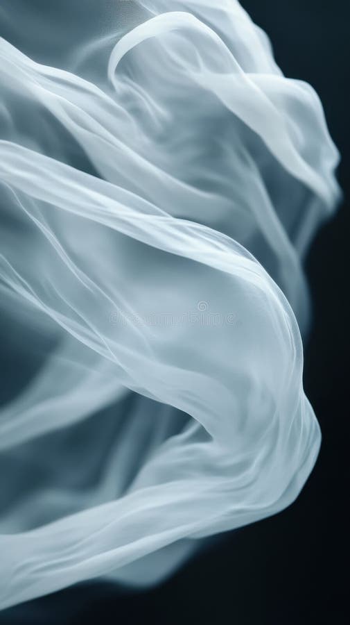 Flowing White Fabric Against Dark Background Creating Elegant Wave-like ...