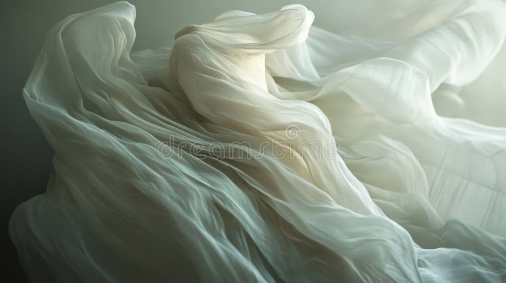 Flowing White Fabric Draped in Soft Light Stock Image - Image of sheer ...