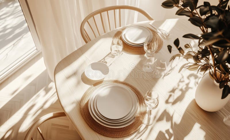 Flowing White Runner Mockup on Blank Wood Table, Front View Stock Photo ...