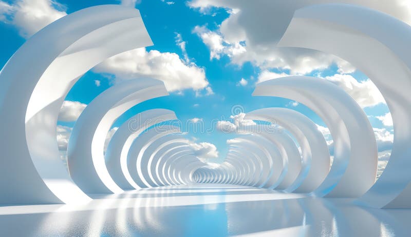 Flowing White Structures Create a Surreal Pathway Under a Bright Blue ...