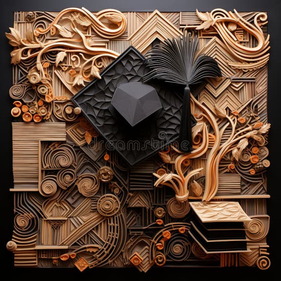 Flowing Wisdom: Graduation Cap Amidst Cascading Knowledge Stock Photo ...