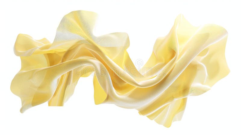 Flowing Yellow Fabric on White Background Elegant and Vibrant Textile ...