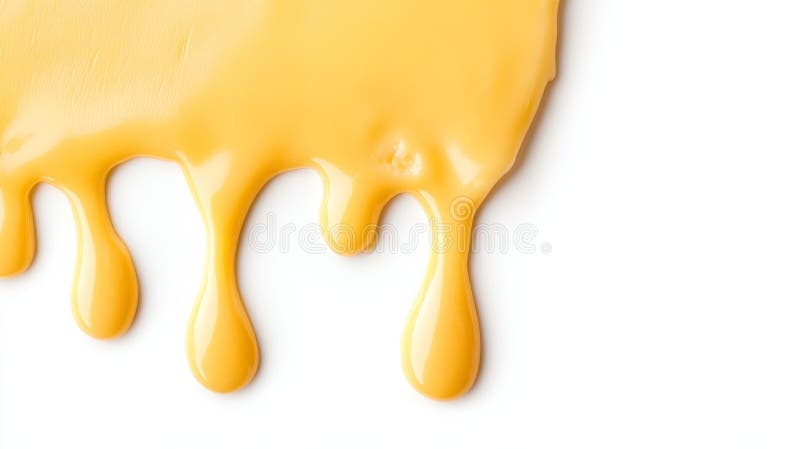 Flowing Yellow Sauce Isolated on White, Drip ,Liquid Stock Illustration ...