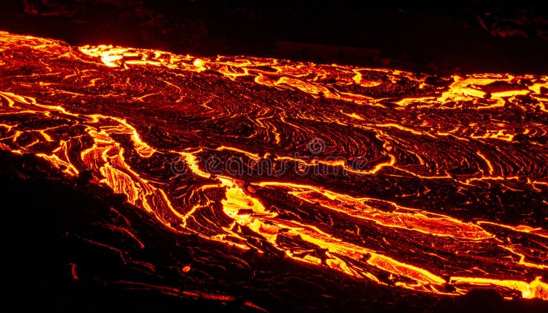 Flows of Molten Glass Lava Create Glowing Orange Cracks .Background ...