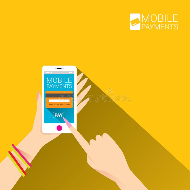 Flsmartphone Processing of Mobile Payments Stock Vector - Illustration ...