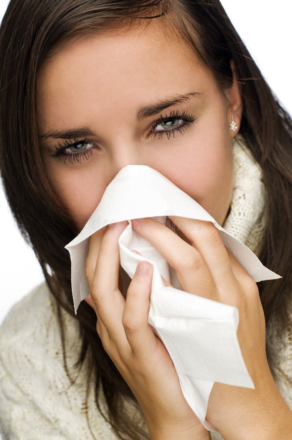 Flu stock image. Image of influenza, face, hands, brunette - 7204025