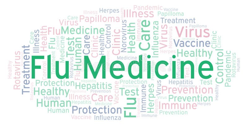 Flu Medicine Word Cloud, Made with Text only. Stock Illustration ...