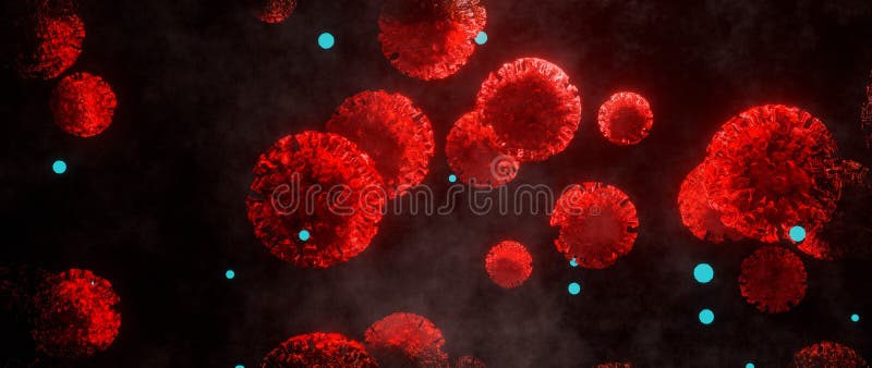 Flu Outbreak, Virus Banner Illustration, Microscopic View of Floating ...