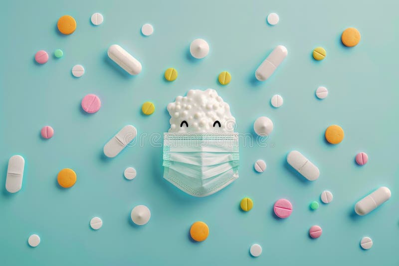 Flu Season Viruses Spreading through Air with Coughing, Microscopic ...