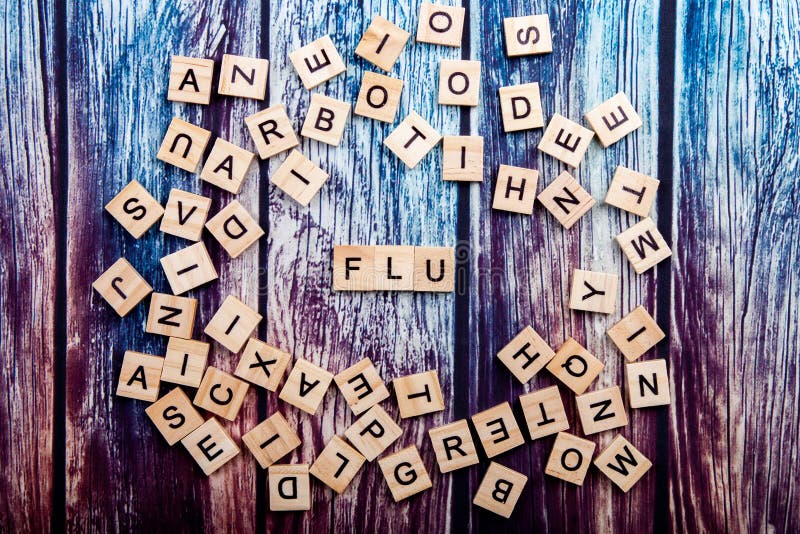 Flu wooden word frame stock image. Image of flat, concept - 171150807