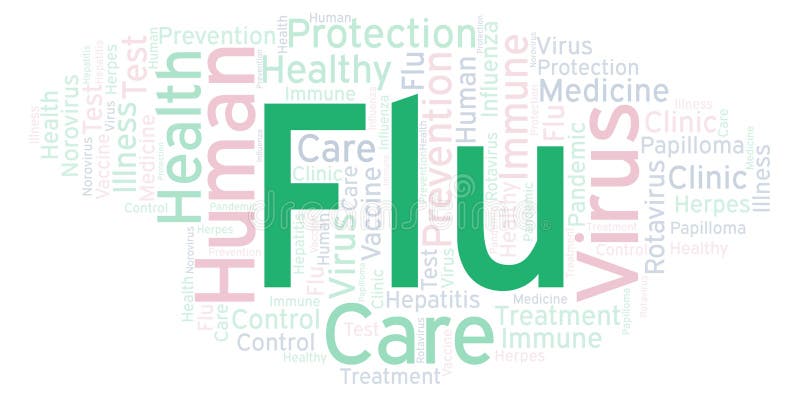 Flu Word Cloud, Made with Text only. Stock Illustration - Illustration ...