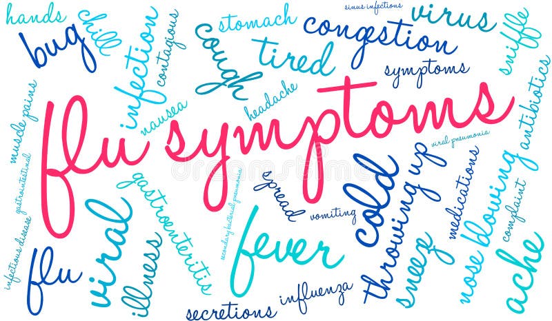 Flu Word Cloud stock vector. Illustration of symptoms - 99074782
