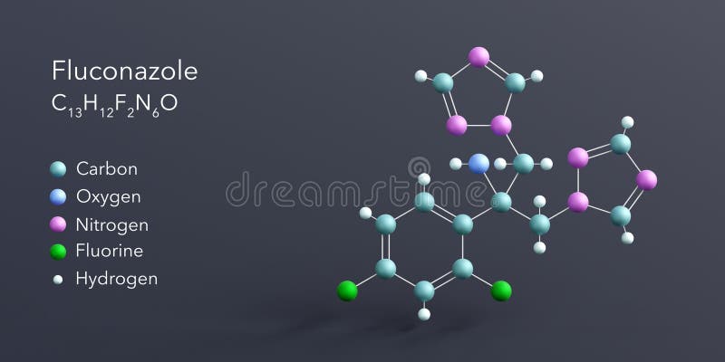 Fluconazole Molecule 3d, Molecular Structure, Ball and Stick Model ...