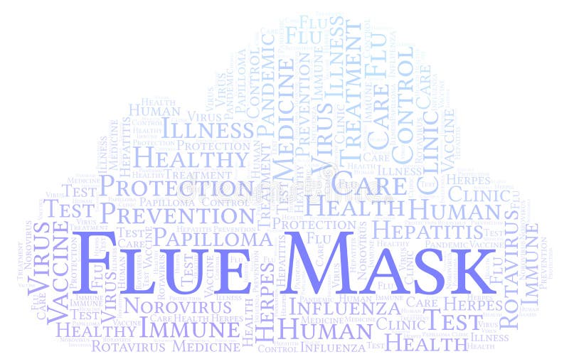 Flue Mask Word Cloud, Made with Text only Stock Illustration ...