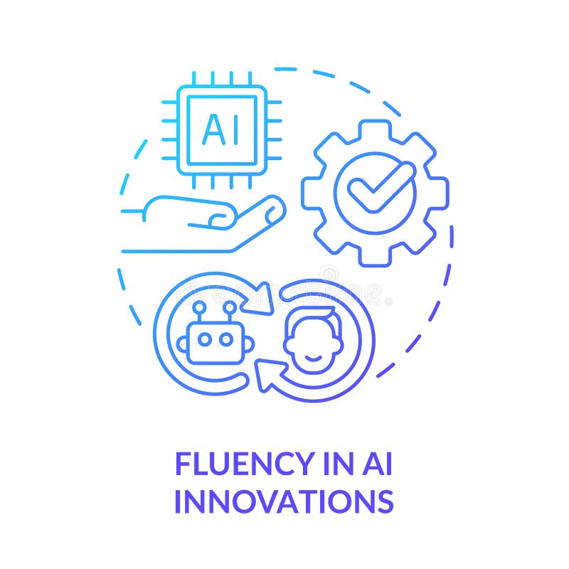 Fluency in AI Innovations Blue Gradient Concept Icon Stock Vector ...