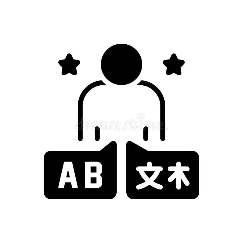 Black Solid Icon for Fluent, Foreign and Language Stock Vector ...