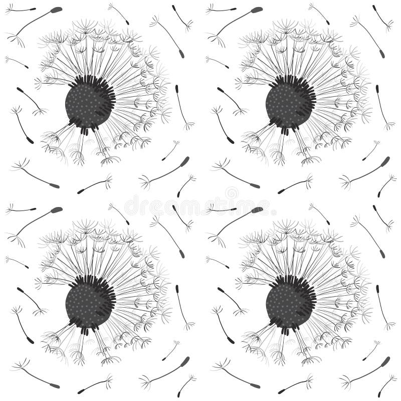 Fluff Dandelion Seeds Flying in the Wind, Seamless Pattern Stock Vector ...