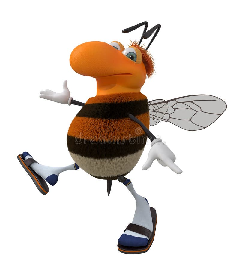 Fluffig humla 3d stock illustrationer. Illustration av äta - 61482304
