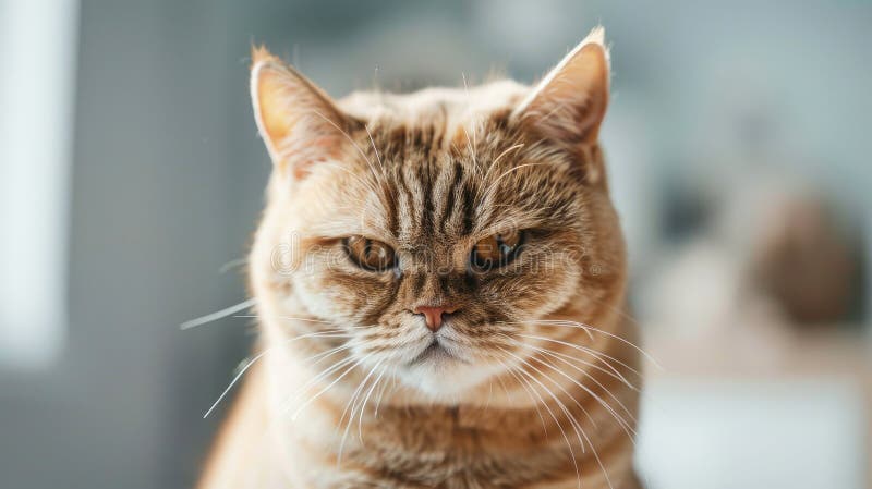 Fluffy Angry Ginger Cat Close Up Looking at the Camera, Unhappy and ...