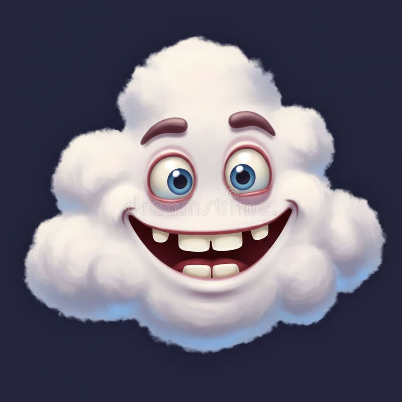 Fluffy Animated Cloud Character with a Joyful Expression, Features ...