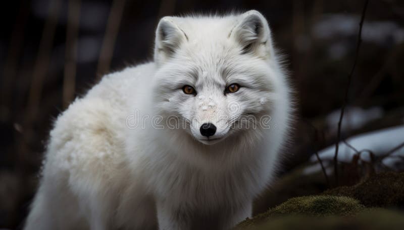 Fluffy Arctic Wolf Sitting in Winter Forest Generated by AI Stock Photo ...