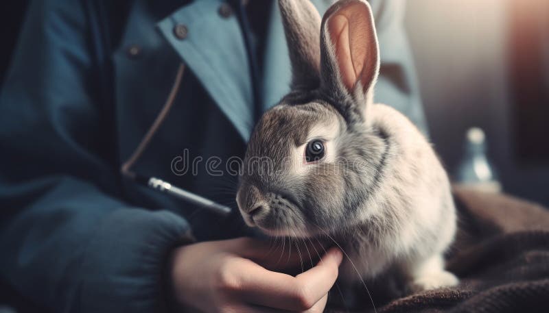 Fluffy Baby Rabbit Held by Affectionate Human Generated by AI Stock ...