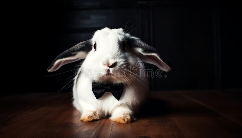 Fluffy Baby Rabbit Looking at Camera Indoors Generated by AI Stock ...