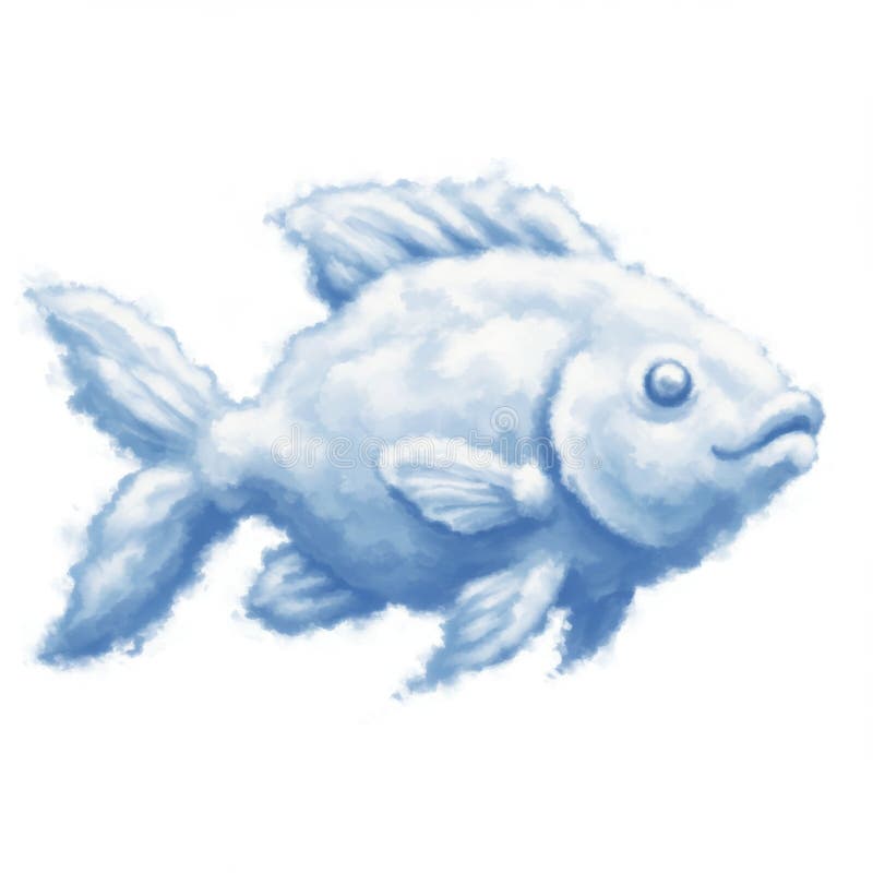 Fluffy Blue Cloud Fish Illustration Stock Illustration - Illustration ...