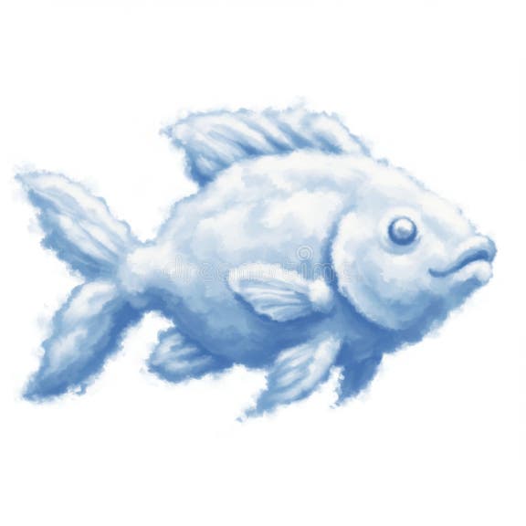 Fluffy Blue Cloud Fish Illustration Stock Illustration - Illustration ...