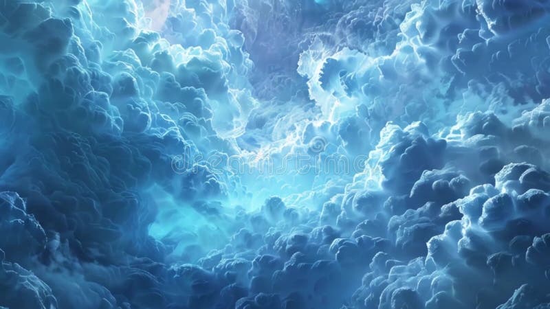 Fluffy Blue Clouds Glowing with Soft Light, Creating a Dreamlike and Serene Atmosphere Stock ...