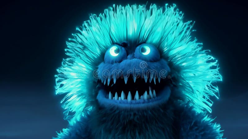 Fuzzy Blue Creature Explores a Mysterious Underwater World during a ...