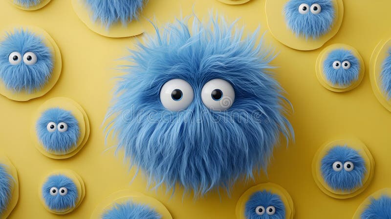 Fluffy Blue 3D Monster Illustration Stock Illustration - Illustration ...