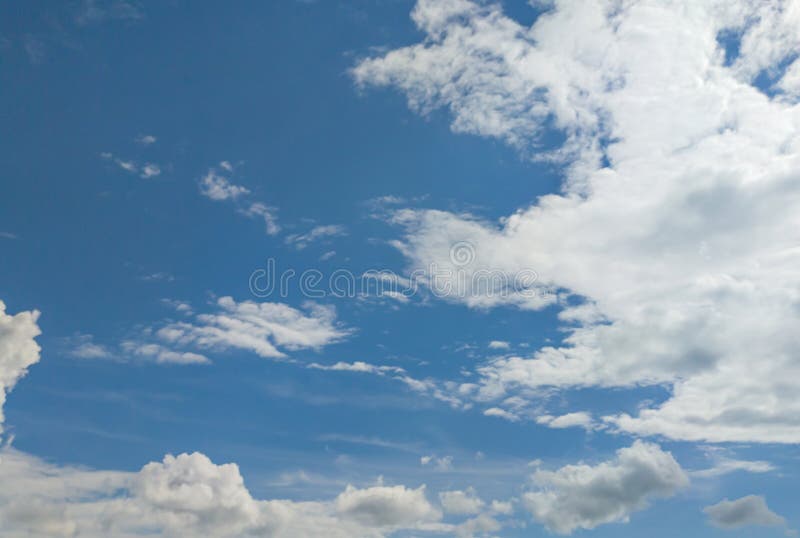 Fluffy Blue Sky with Clouds Natural Weather Skyline Stock Image - Image ...