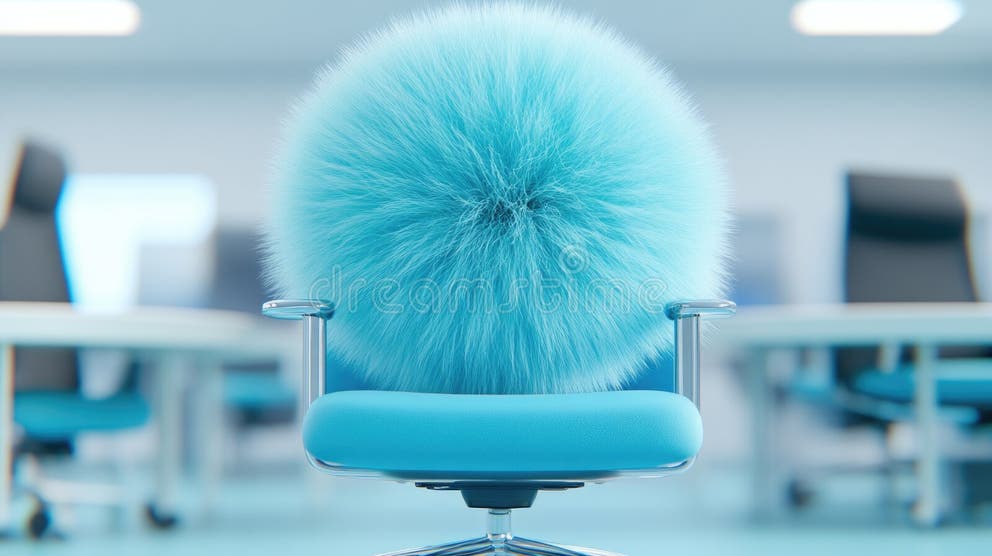 Fluffy Blue Sphere on Office Chair in Modern Workspace Stock Photo ...