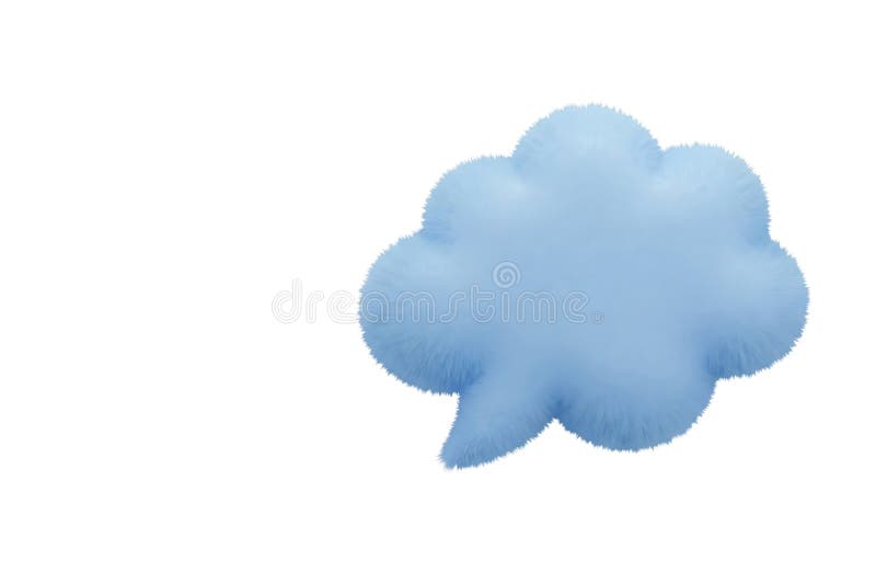 Fluffy Blue Thought in the Shape of a Cloud on a White Background ...