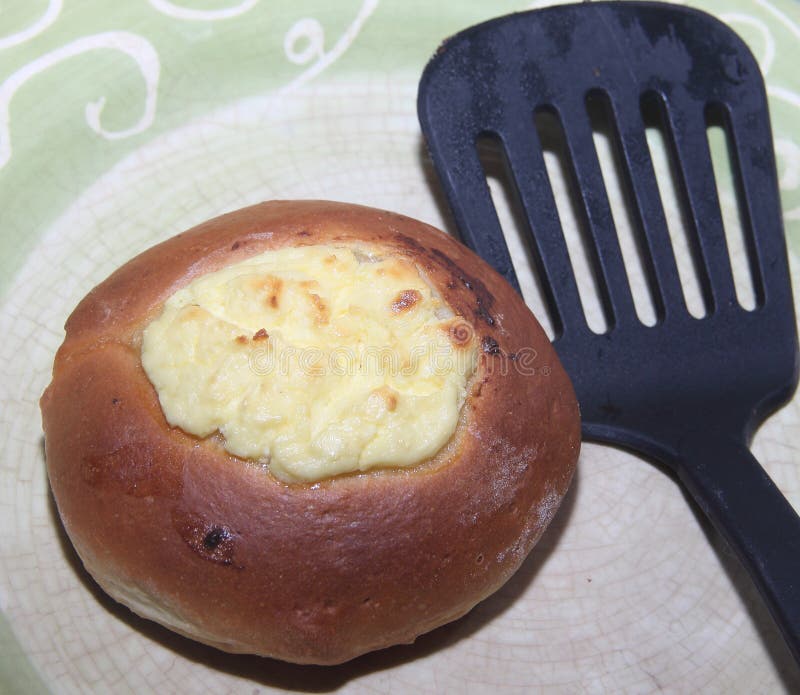 The Fluffy Bun Cheese Close-up Stock Image - Image of healthy, snack ...