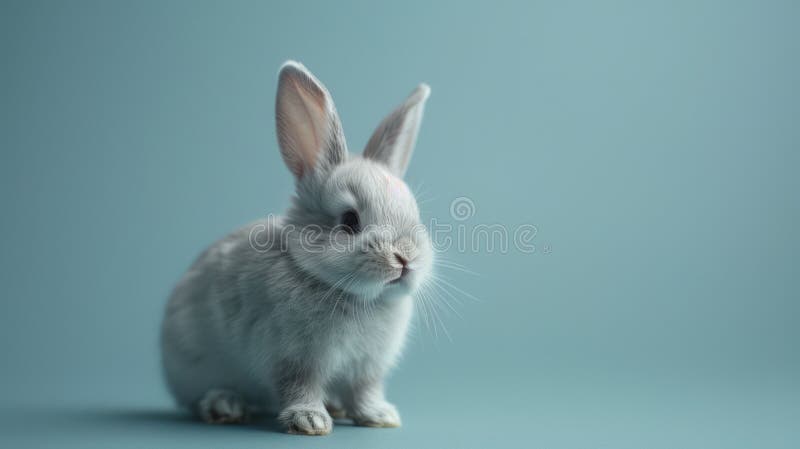 Fluffy Bunny in Action: Studio Portrait of Adorable Rabbit Running and ...