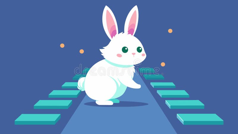 A Fluffy Bunny Hops Along a Path of Glowing Footsteps on the ...