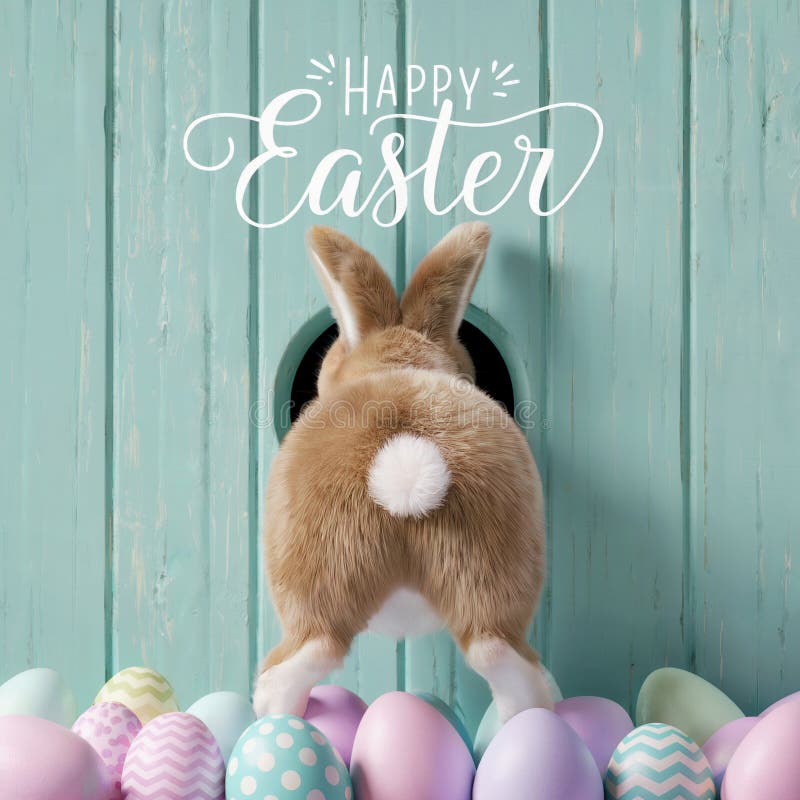 A Fluffy Bunny is Seen with Its Rear Facing Outward As it Hops into a ...